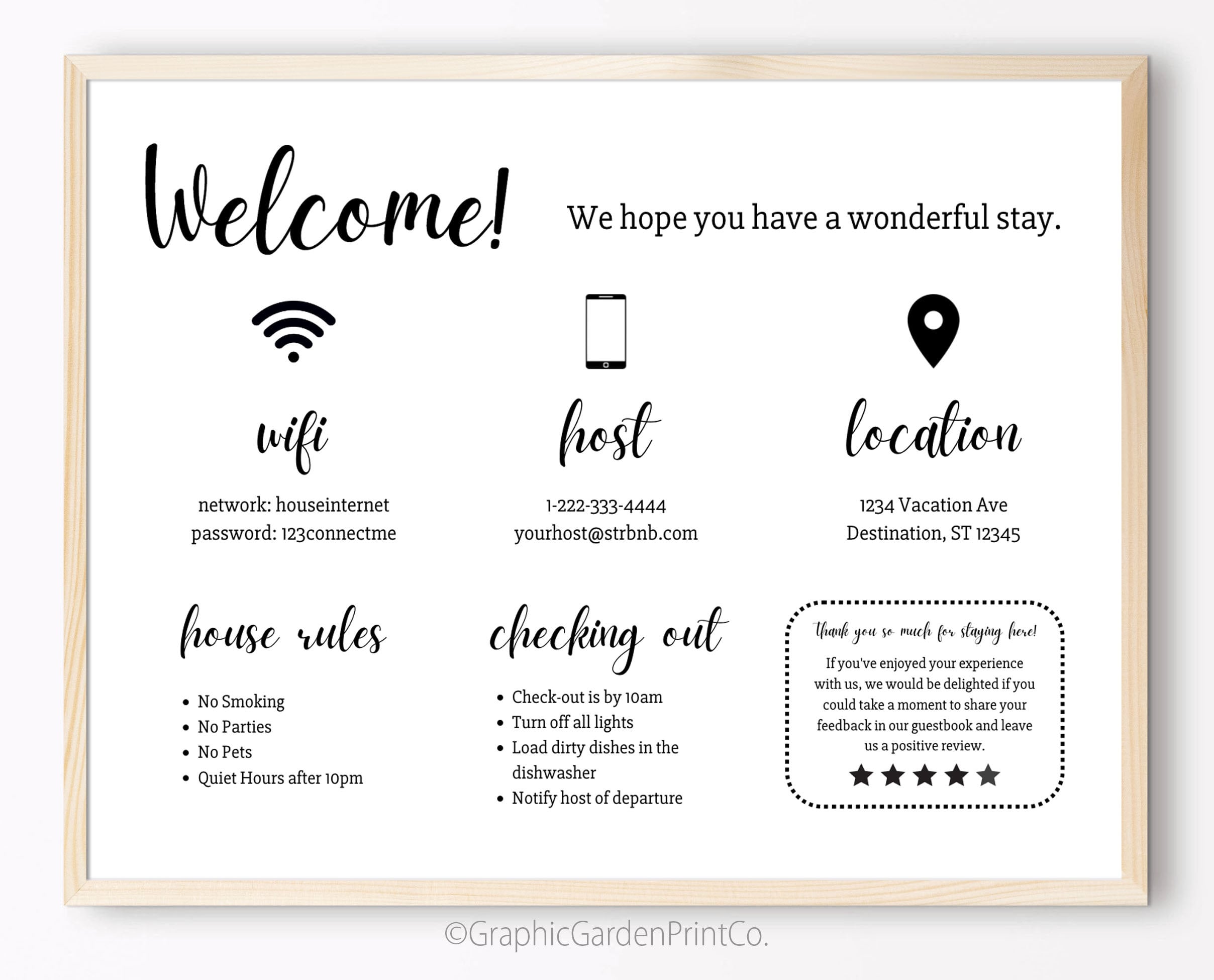 Welcome Sign for Short Term Rental Hosts, Editable Airbnb Template ...