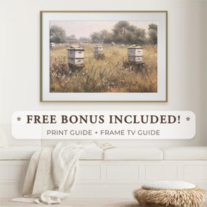 Rustic Beehive Field Landscape, Honey Bee Oil Painting, Country ...