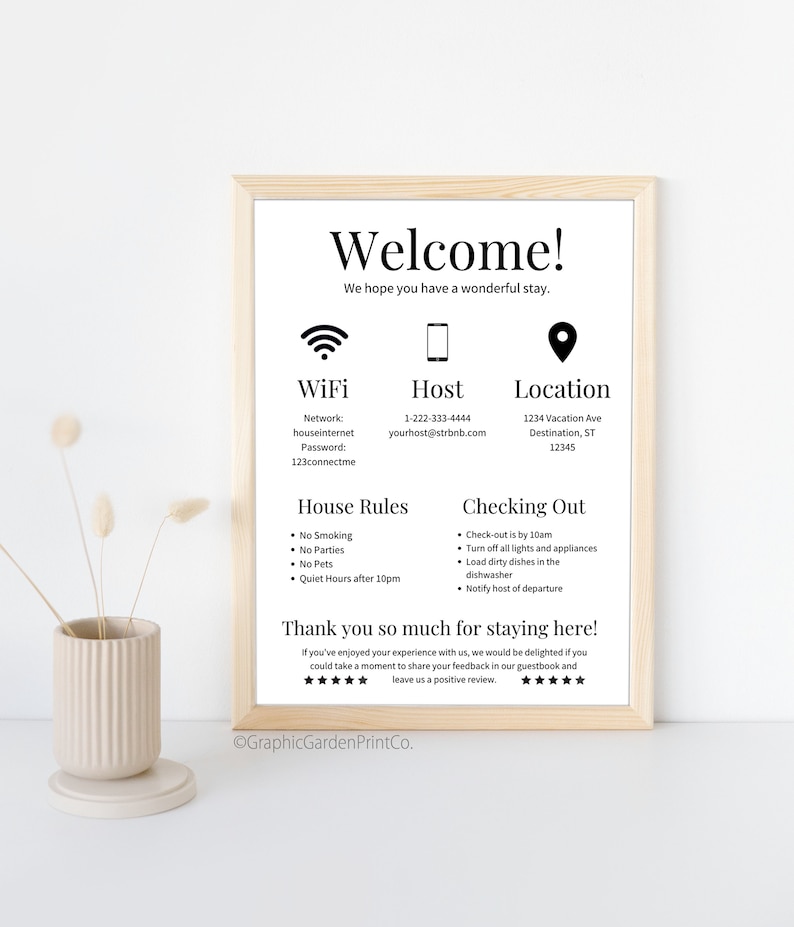 Welcome Sign for STR Hosts, Editable Short Term Rental Template ...