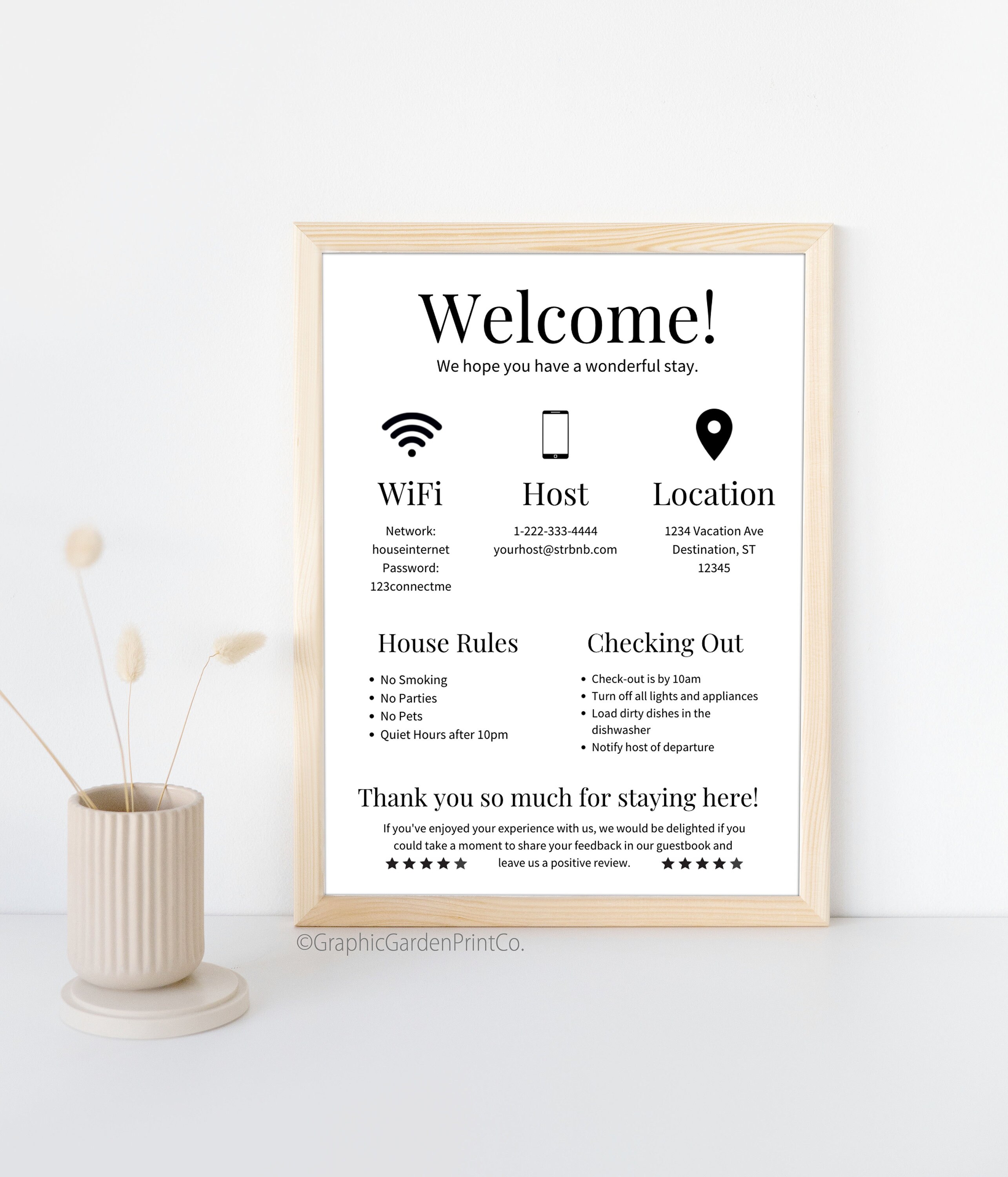 Welcome Sign for STR Hosts, Editable Short Term Rental Template ...
