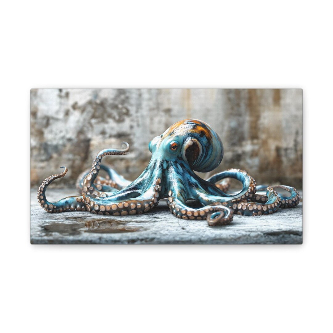 Canvas Stretched, Octopus Horizontal Print Wall Art, Nautical Home ...