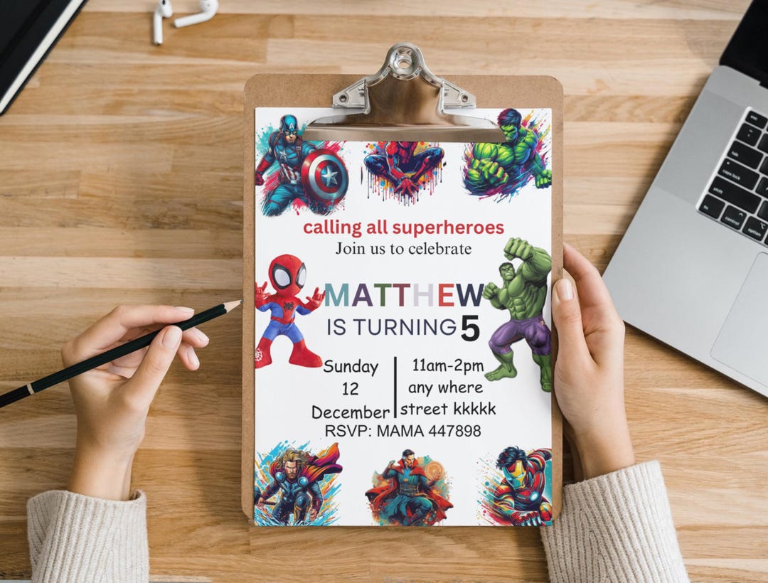 Editable Superheroes Birthday Invitation Template: Kids Party (digital ...