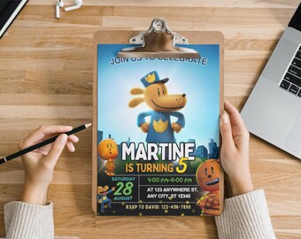 Editable Dog Man Birthday Invitation, Dog Man Invitation, Editable Kids ...