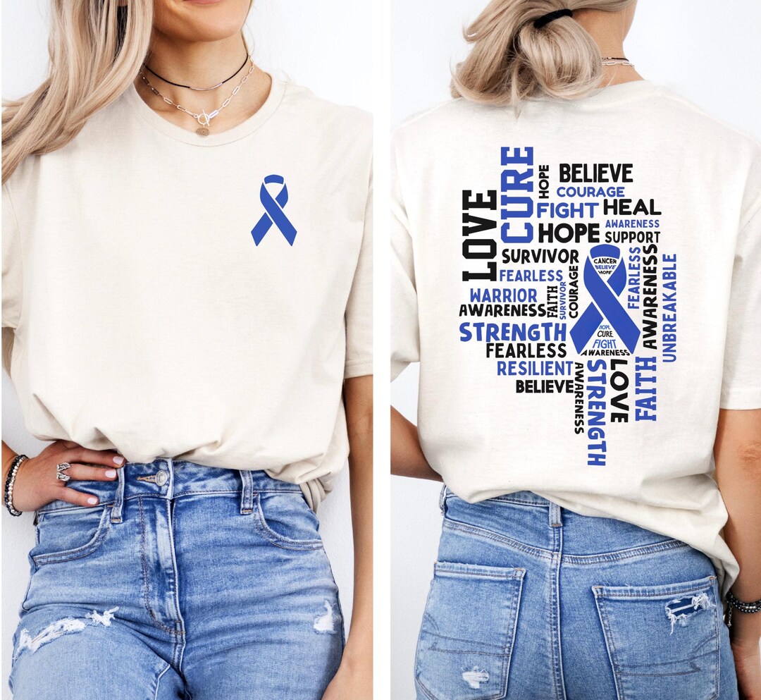 Colorectal Cancer Awareness Shirt for Women and Men – Dark Blue Ribbon ...