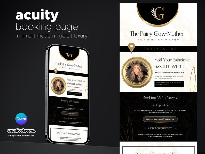 LUXURY ACUITY Template | Minimal, Clean Design, Modern, Gold, White ...