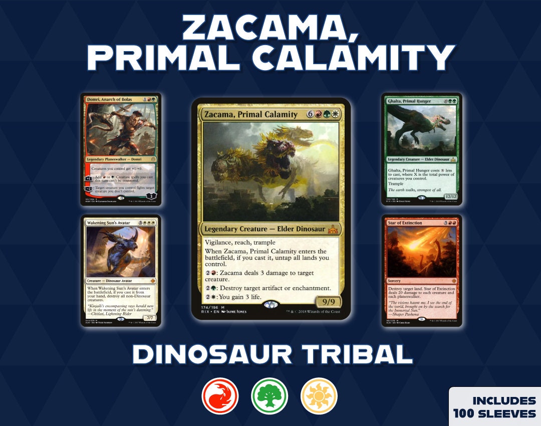 Dinosaur Tribal Custom Commander Deck, Zacama, Primal Calamity. 100 ...