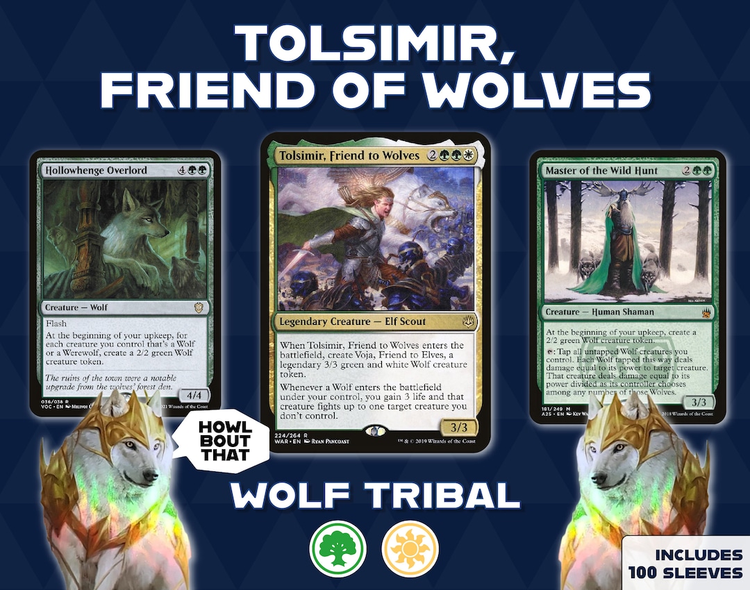 Tolsimir, Friend to Wolves Custom Commander Wolf Tribal Deck. 100 Card ...