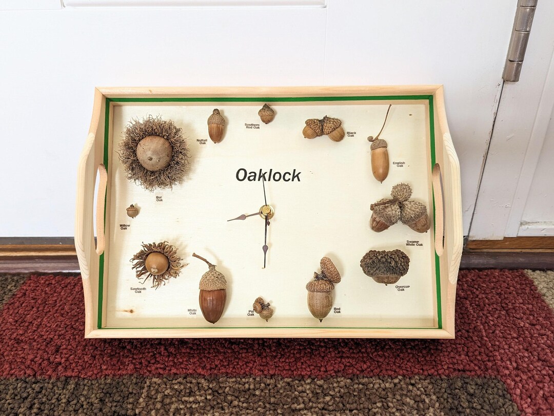 Oaklock Acorn Clock Natural Oak Wall Décor Wood - Etsy