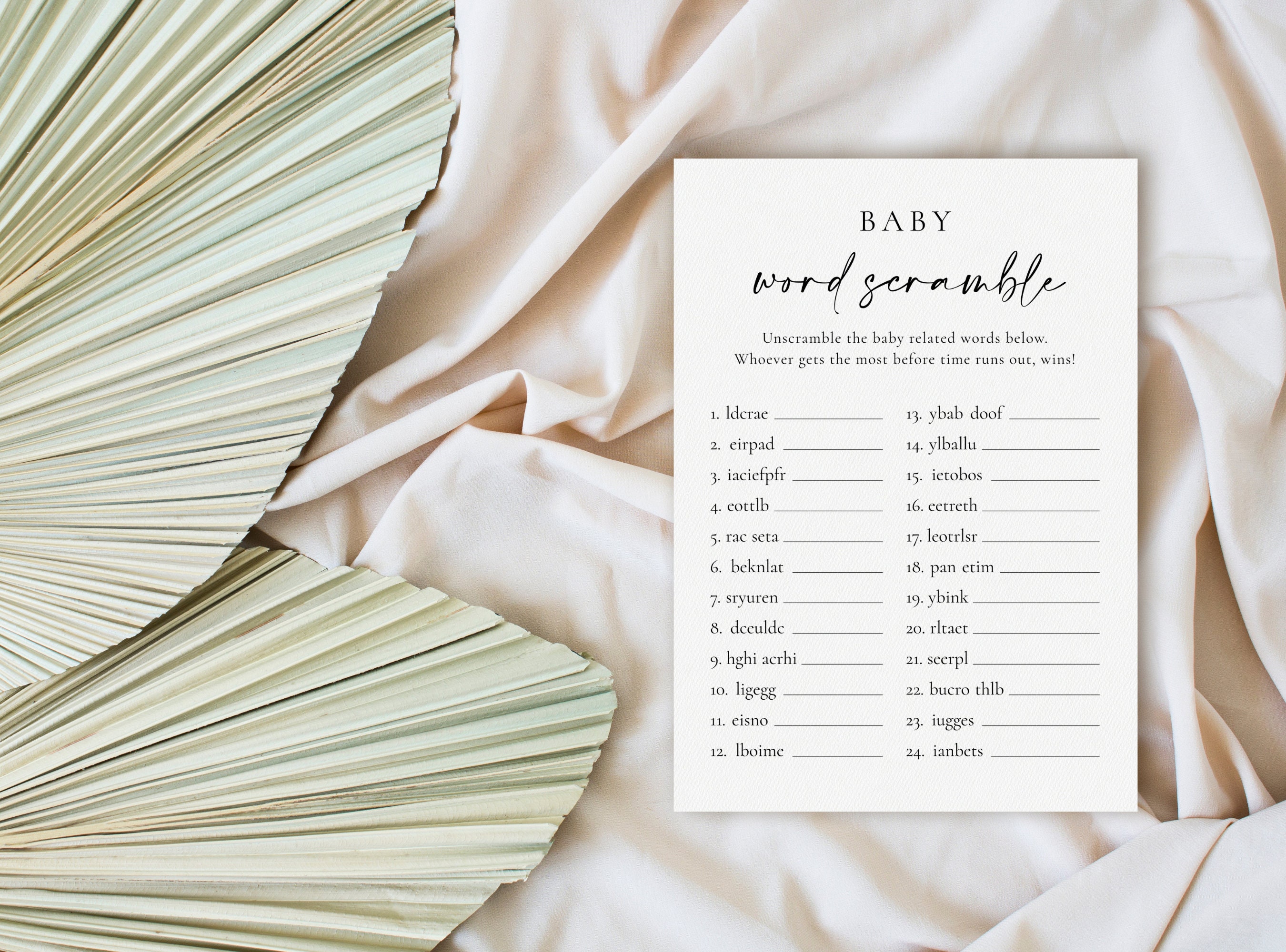 Baby Word Scramble Game, Baby Shower Game, Printable Minimalist Modern ...