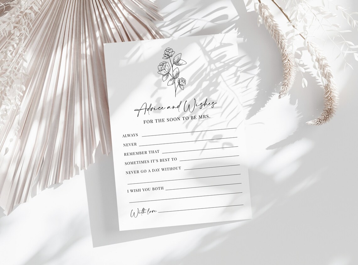 Advice and Wishes for the Future Mrs. Template Card, Minimalist Modern ...