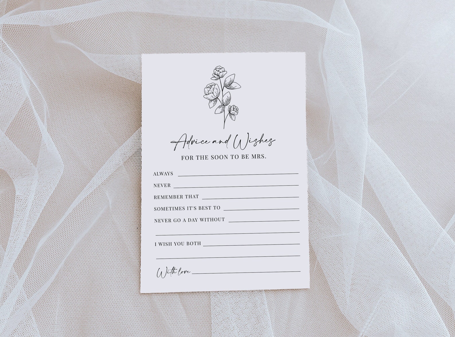 Advice and Wishes for the Future Mrs. Template Card, Minimalist Modern ...