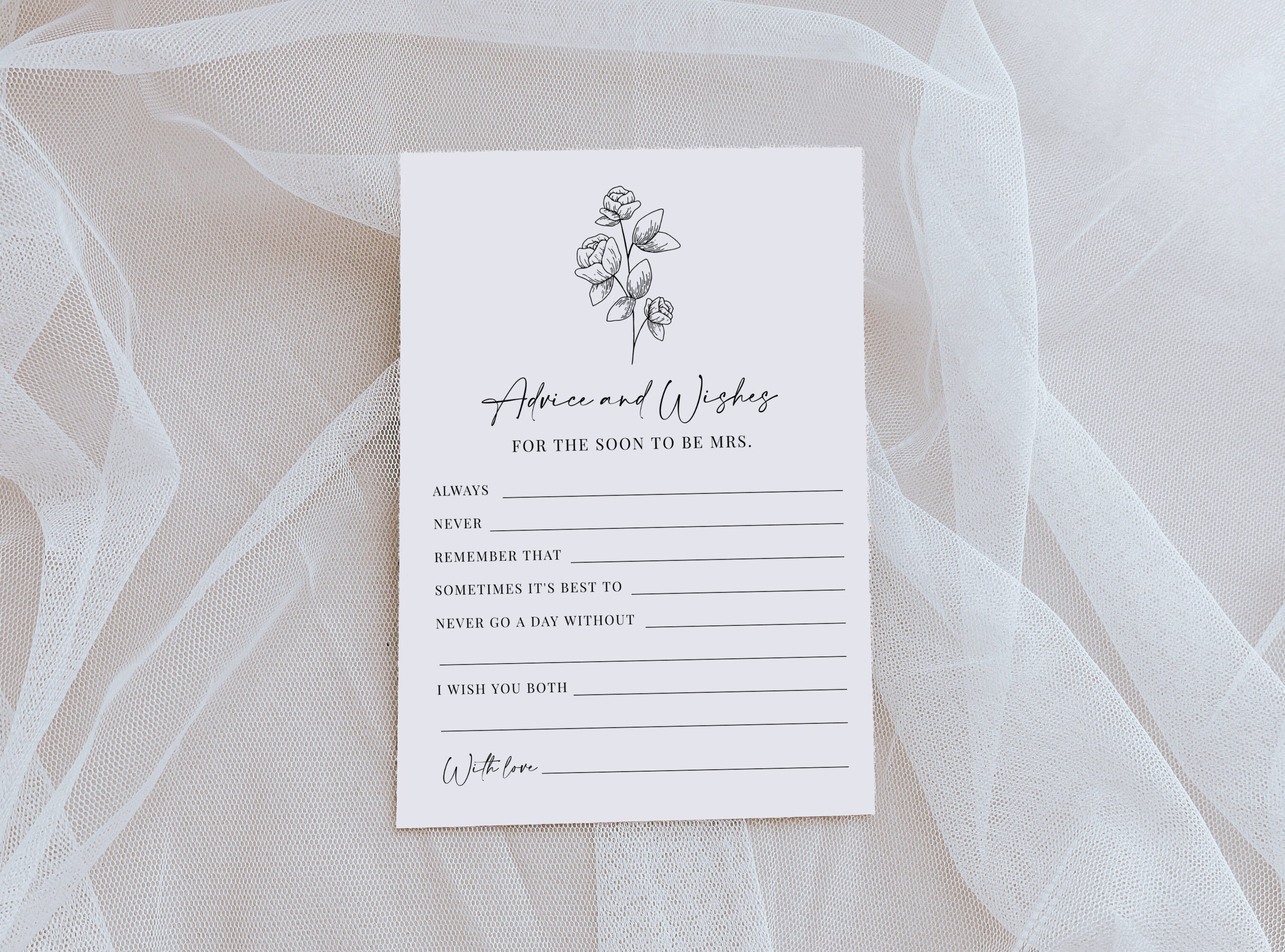 Advice and Wishes for the Future Mrs. Template Card, Minimalist Modern ...