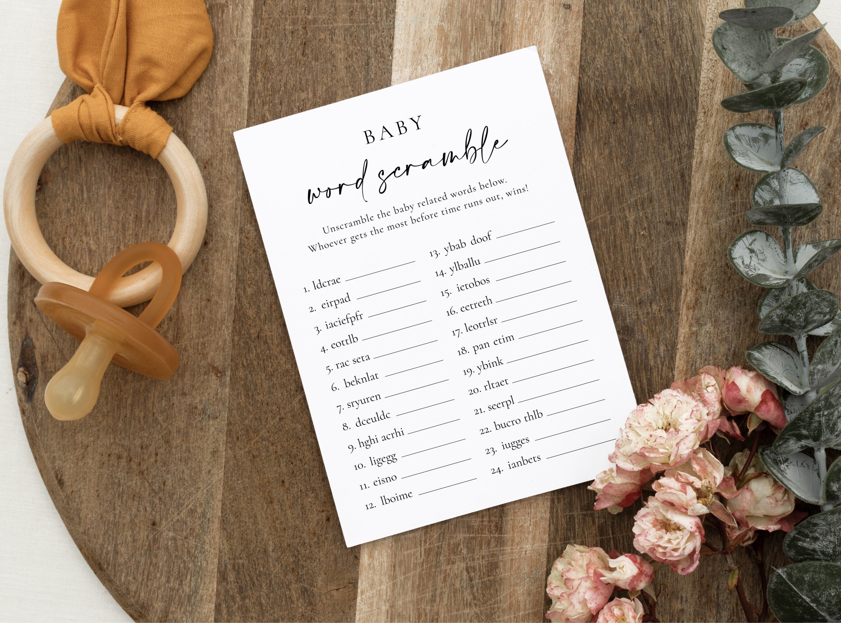Baby Word Scramble Game, Baby Shower Game, Printable Minimalist Modern ...