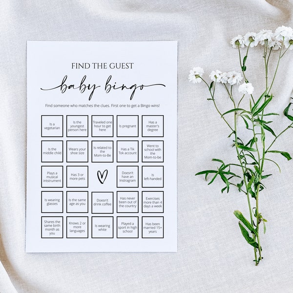 Find the Guest Baby Shower Bingo - Etsy