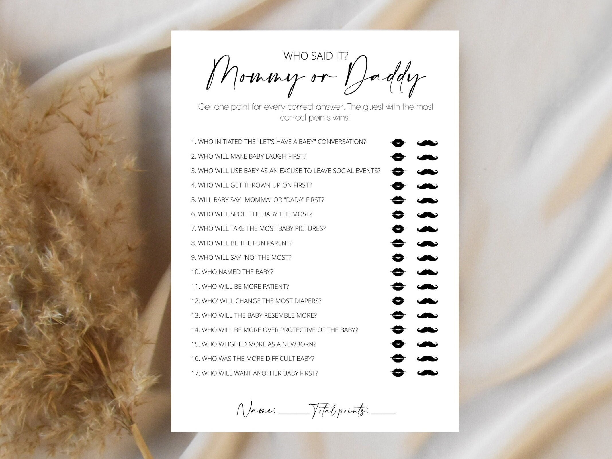 Mommy or Daddy Baby Shower Game, Guess Who Game, Baby Shower Game ...