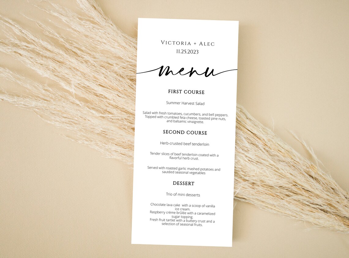 Menu Card Template, Rustic Dinner Menu, Fully Editable Template ...