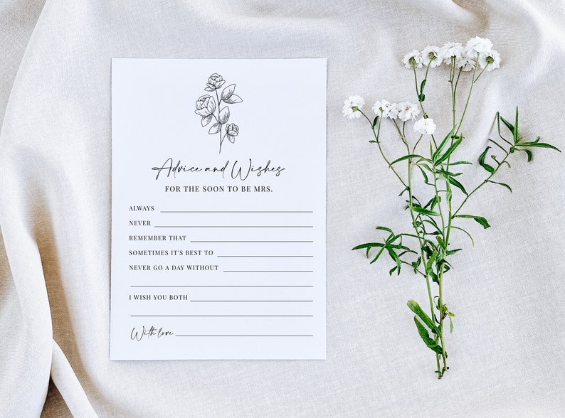 Advice and Wishes for the Future Mrs. Template Card, Minimalist Modern ...