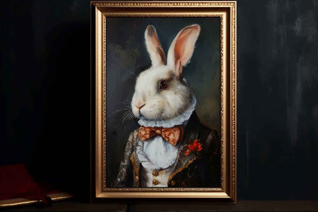 Victorian Bunny Portrait, Digital Print, Victorian Print, Rabbit ...
