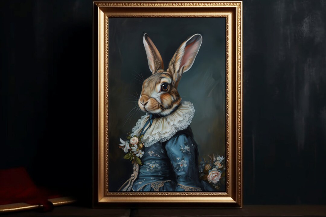 Victorian Bunny Portrait, Digital Print, Victorian Print, Rabbit ...