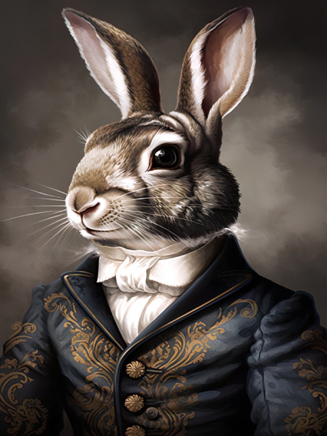 Victorian Rabbit Print | Living Room Decor | Vintageartrealm ...