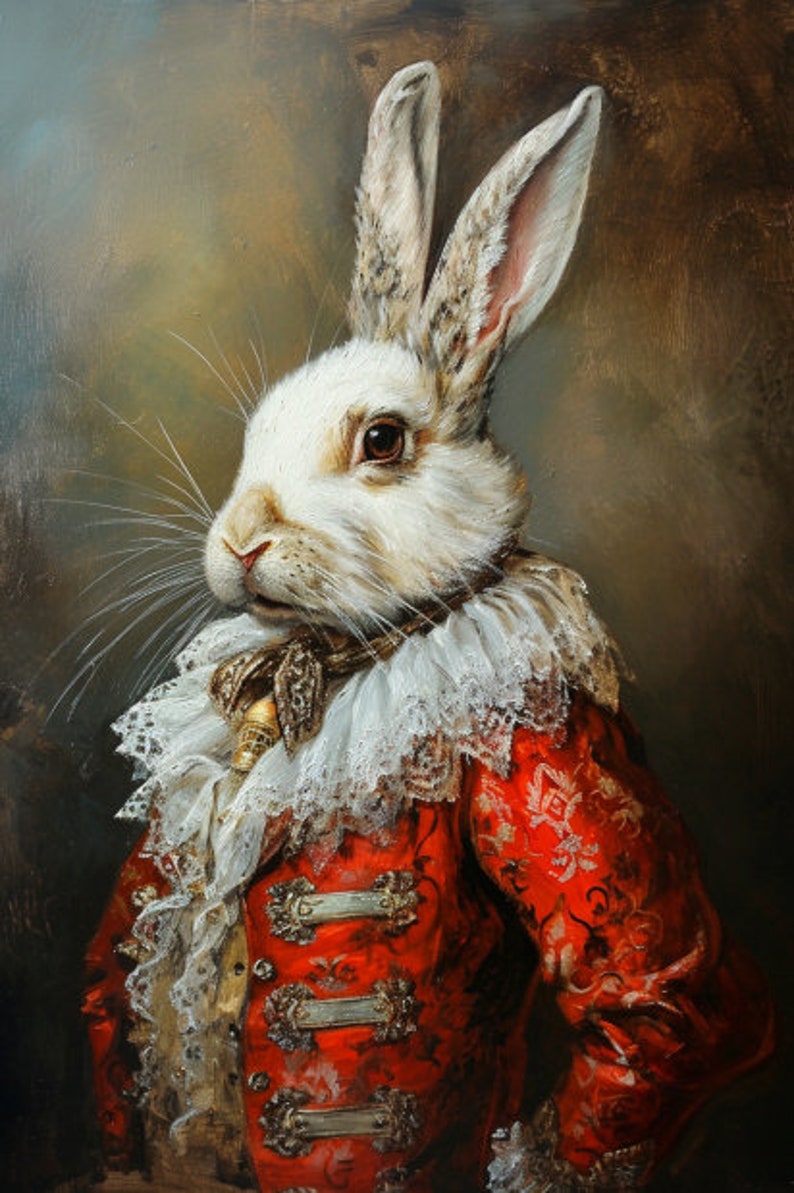 Victorian Bunny Portrait, Digital Print, Victorian Print, Rabbit ...