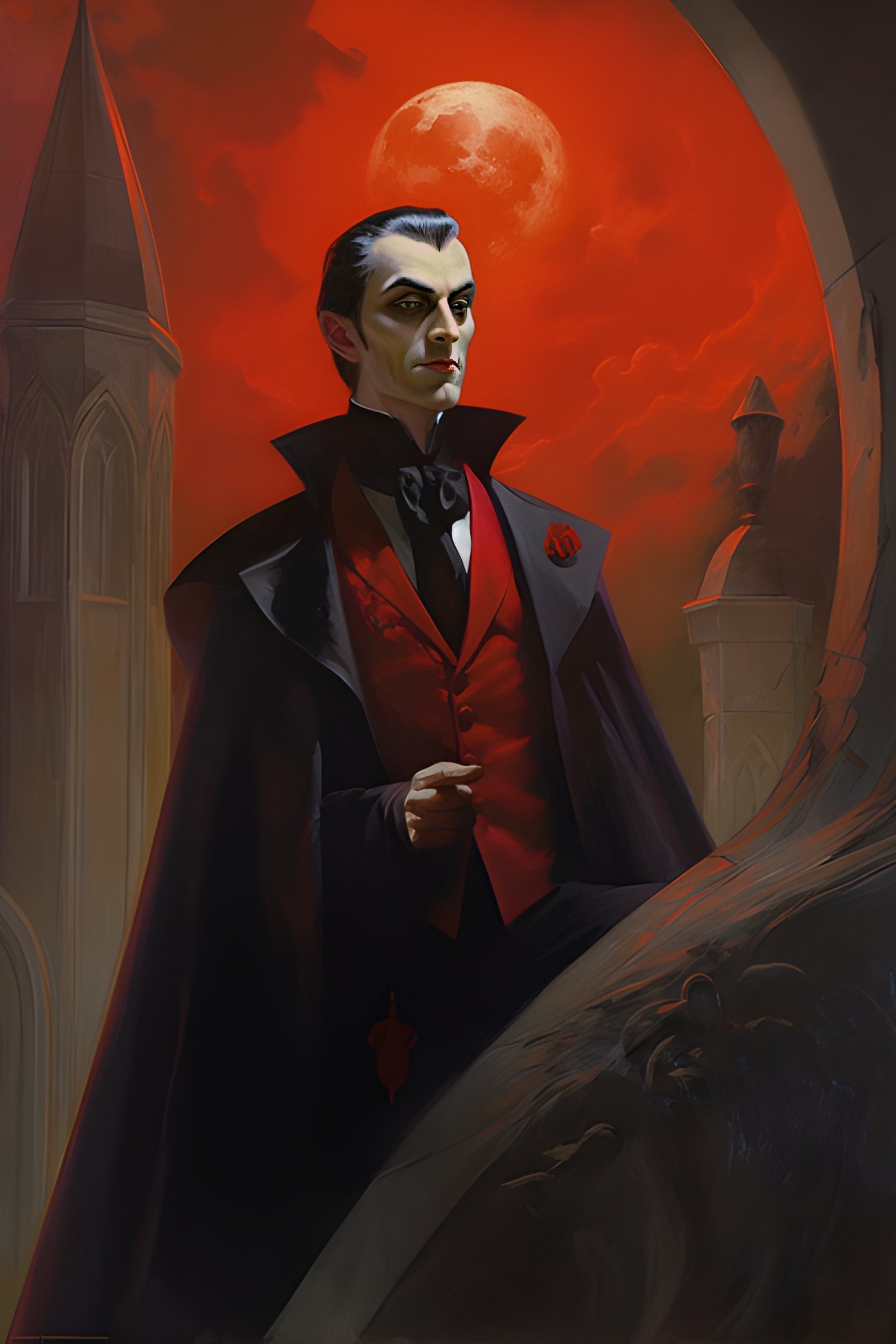 Dracula Portrait, Vampire, Gothic Digital Print, Halloween, Poster ...