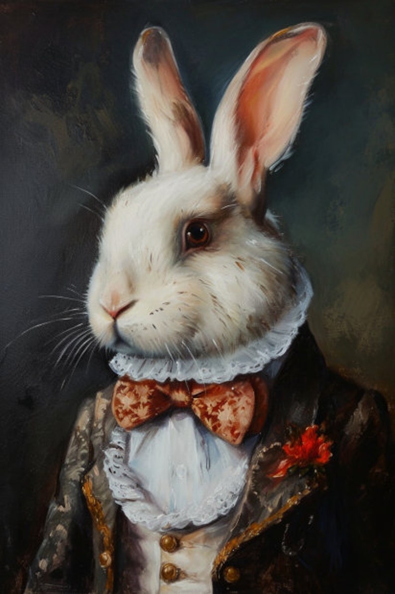 Victorian Bunny Portrait, Digital Print, Victorian Print, Rabbit ...