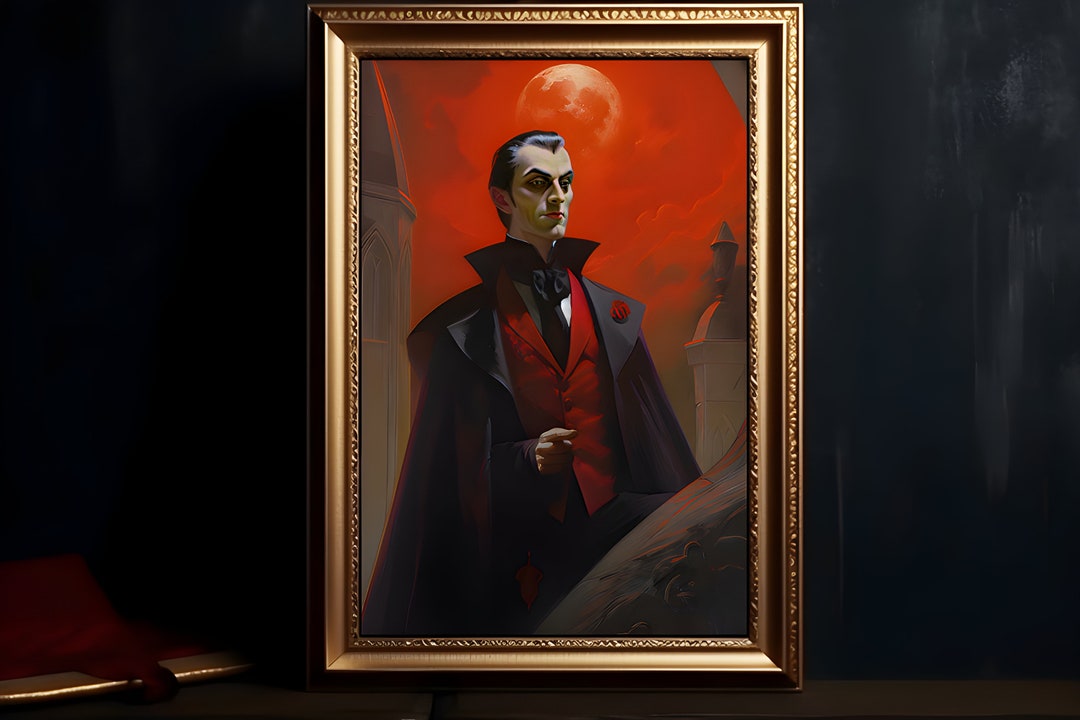 Dracula Portrait, Vampire, Gothic Digital Print, Halloween, Poster ...