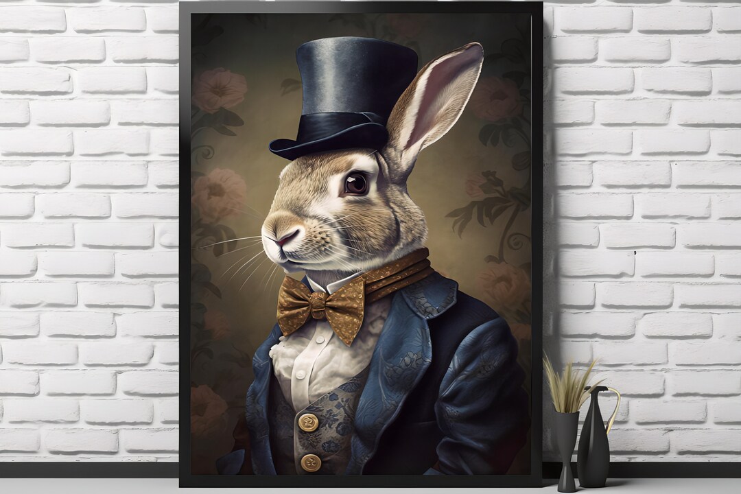 Victorian Rabbit Print | Living Room Decor | Vintageartrealm ...