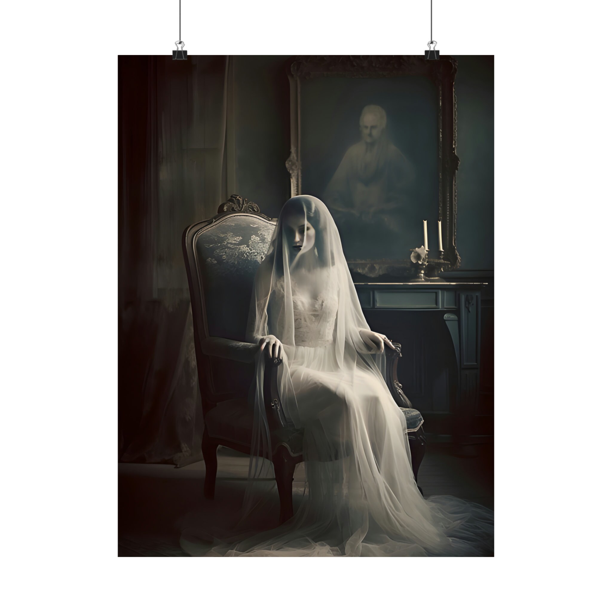 Ghost Lady Portrait Poster Halloween Matte Poster Ghost - Etsy