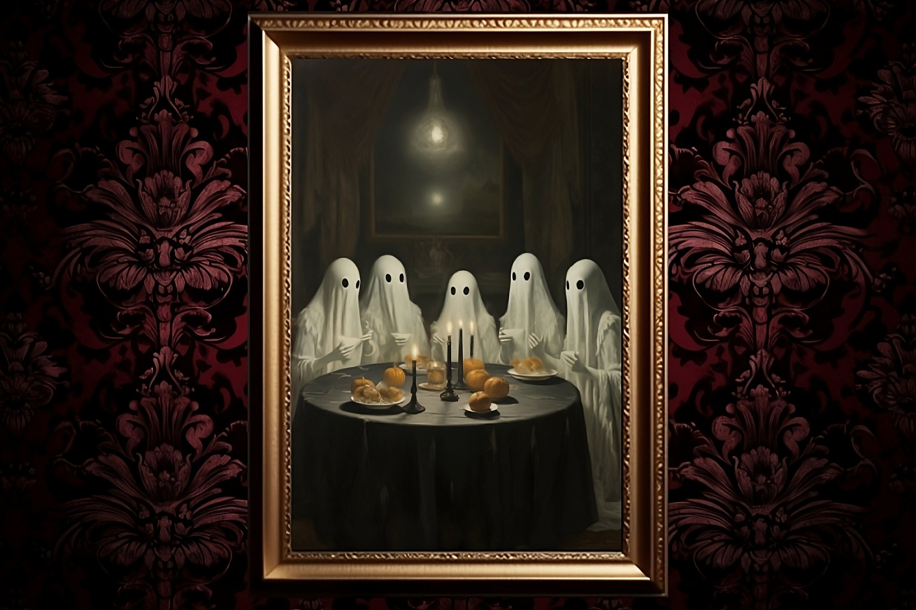Ghosts Having Dinner Halloween Feast Gothic Victorian - Etsy