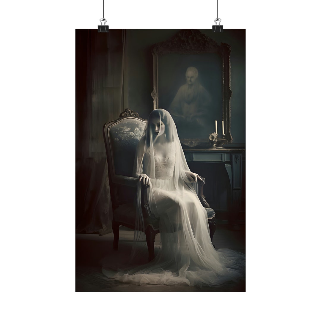 Ghost Lady Portrait Poster, Halloween Matte Poster, Ghost Bride, Dark ...