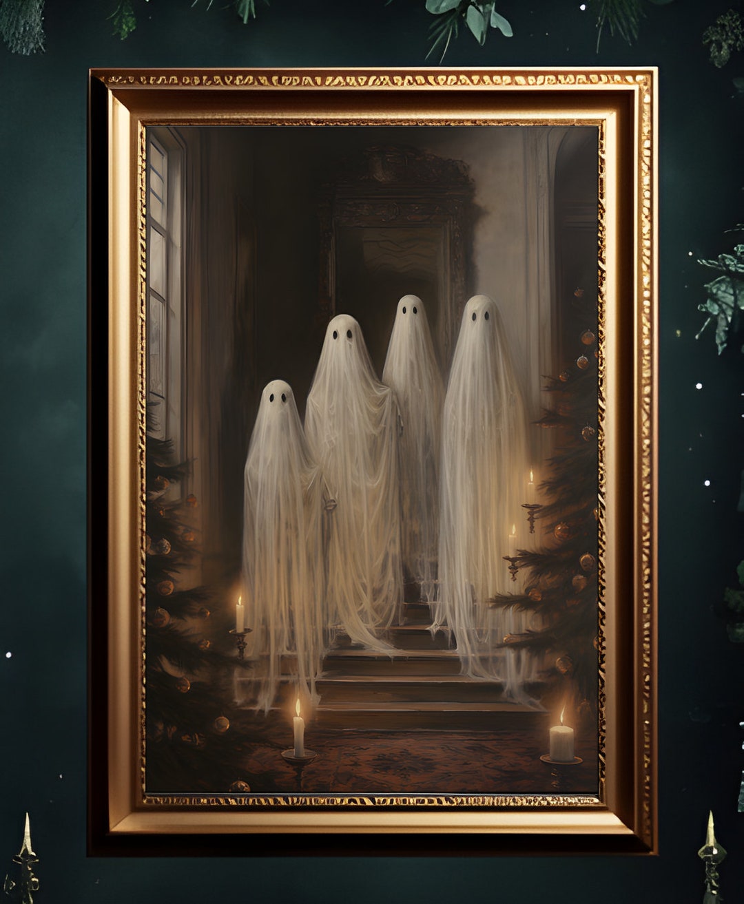 Christmas Ghosts Family Portrait, Gothic Holiday Decor (digital Print ...