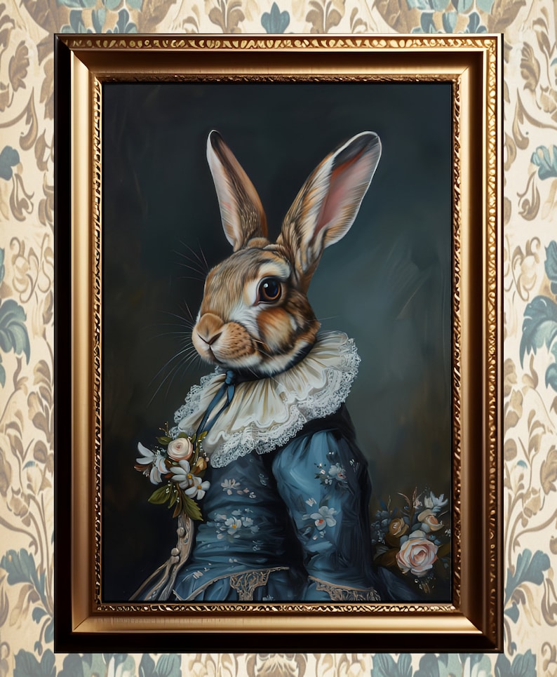 Victorian Bunny Portrait, Digital Print, Victorian Print, Rabbit ...