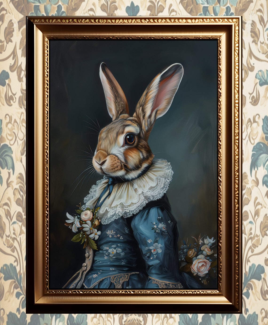 Victorian Bunny Portrait, Digital Print, Victorian Print, Rabbit ...
