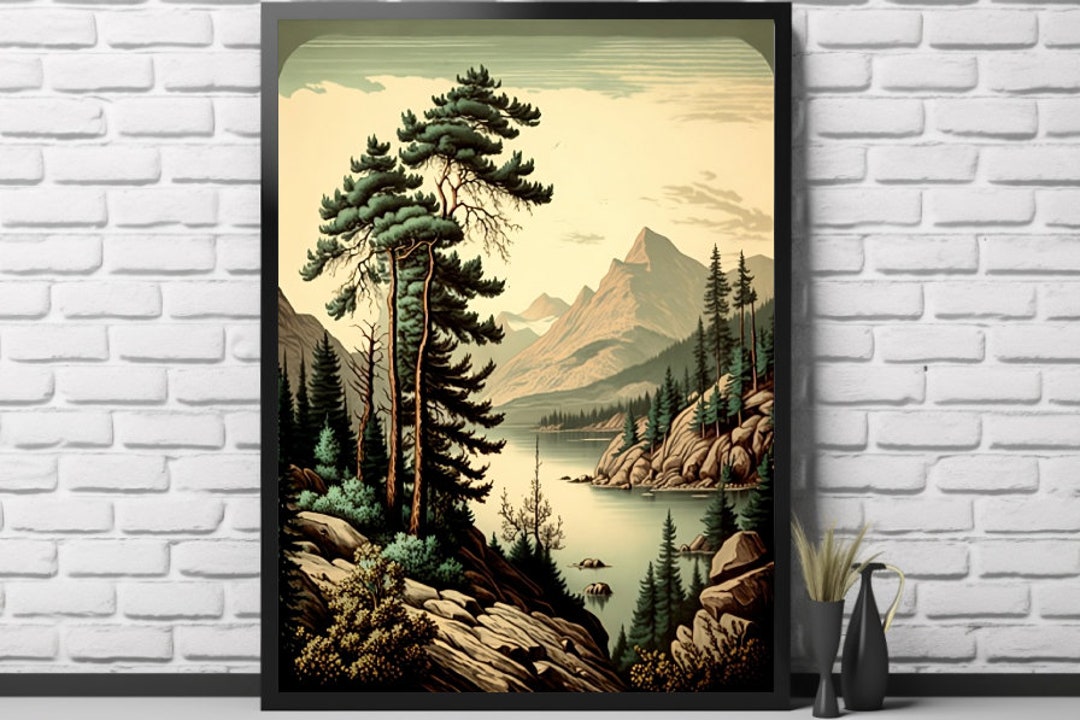 Boulder Mountain Landscape | Living Room Decor | Vintageartrealm ...