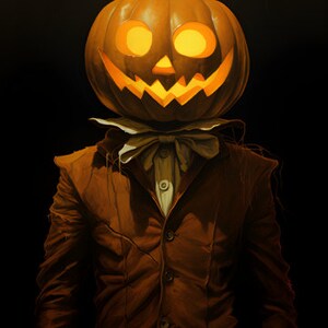 The Pumpkin Man, Halloween Digital Print, Headless Horseman Portrait ...