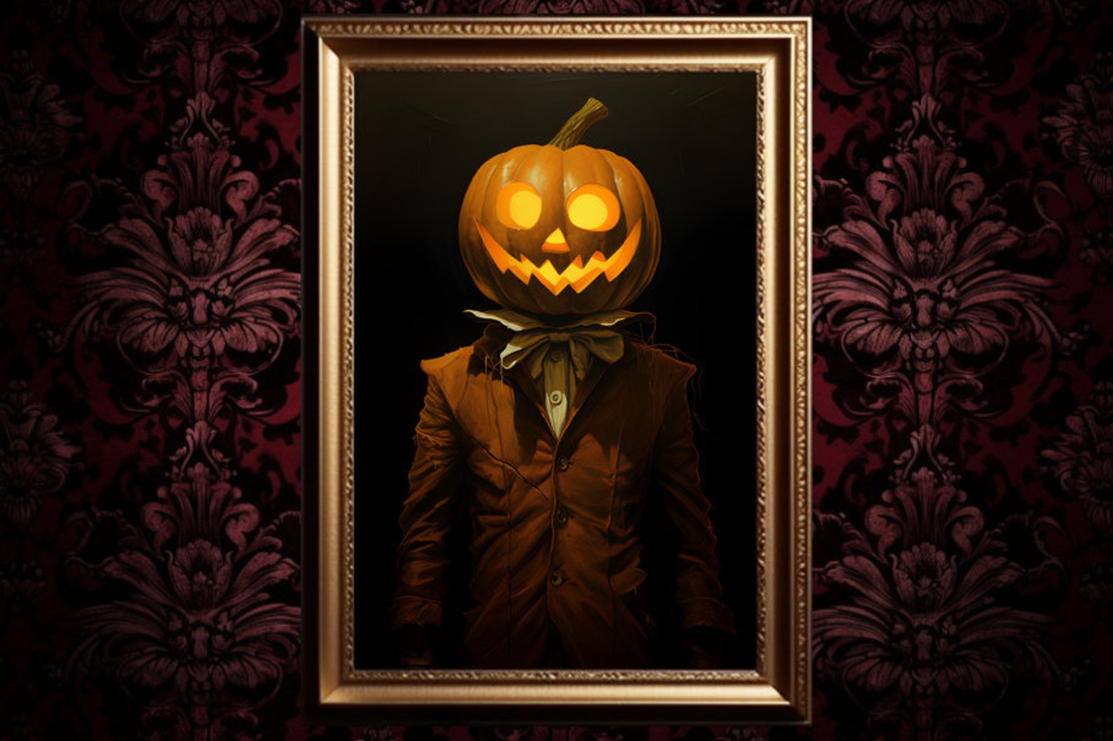 The Pumpkin Man, Halloween Digital Print, Headless Horseman Portrait ...