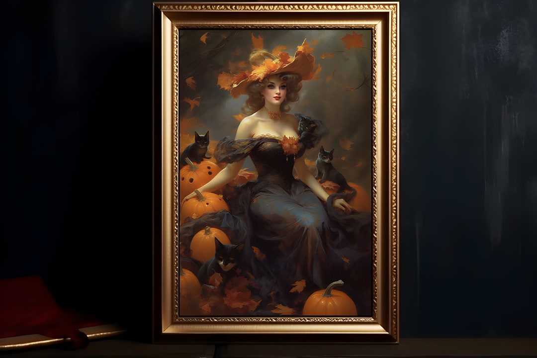 Lady Autumn, Gothic Digital Print, Halloween Decor, Poster, Witch ...