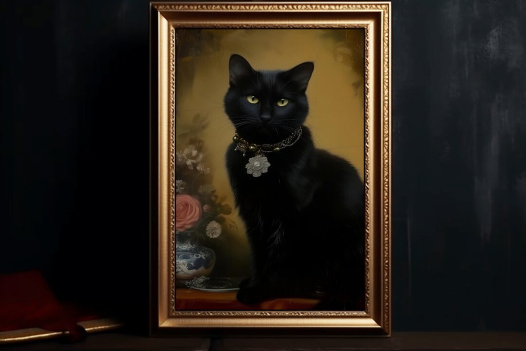 Gothic Cat Portrait, Halloween Digital Print, Gothic Fantasy, Dark ...