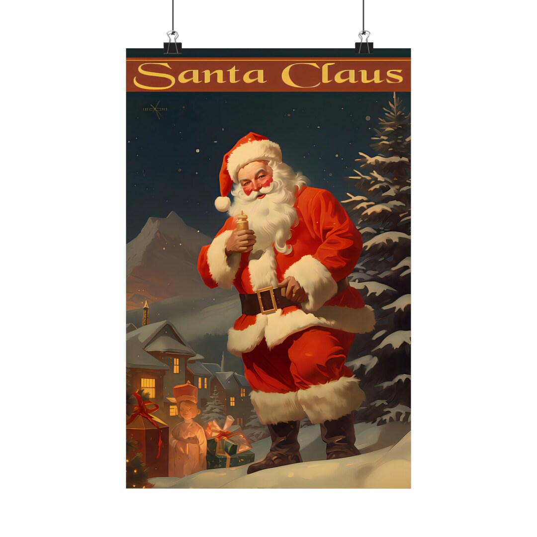 Santa Claus Poster, Ol Saint Nick, Jolly Saint Nick, Vintage Holiday ...