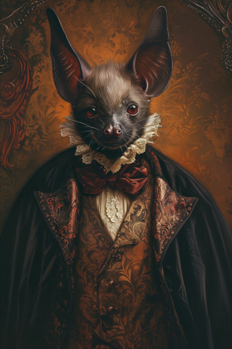 Gothic Bat Portrait, Halloween Digital Print, Gothic Fantasy, Dark ...