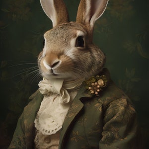 Victorian Rabbit Portrait Print | Living Room Decor | Vintageartrealm Downloadable PRINTABLE ...