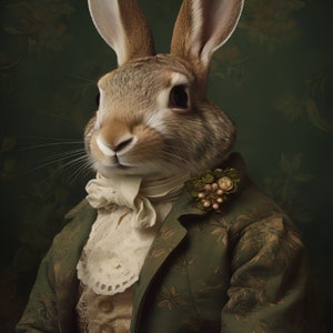 Victorian Rabbit Portrait Print | Living Room Decor | Vintageartrealm ...