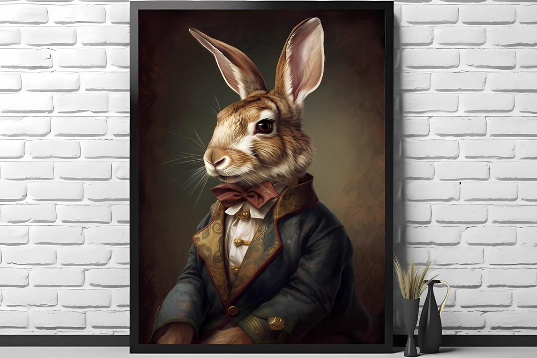 Victorian Rabbit Print Living Room Decor Vintageartrealm Downloadable ...
