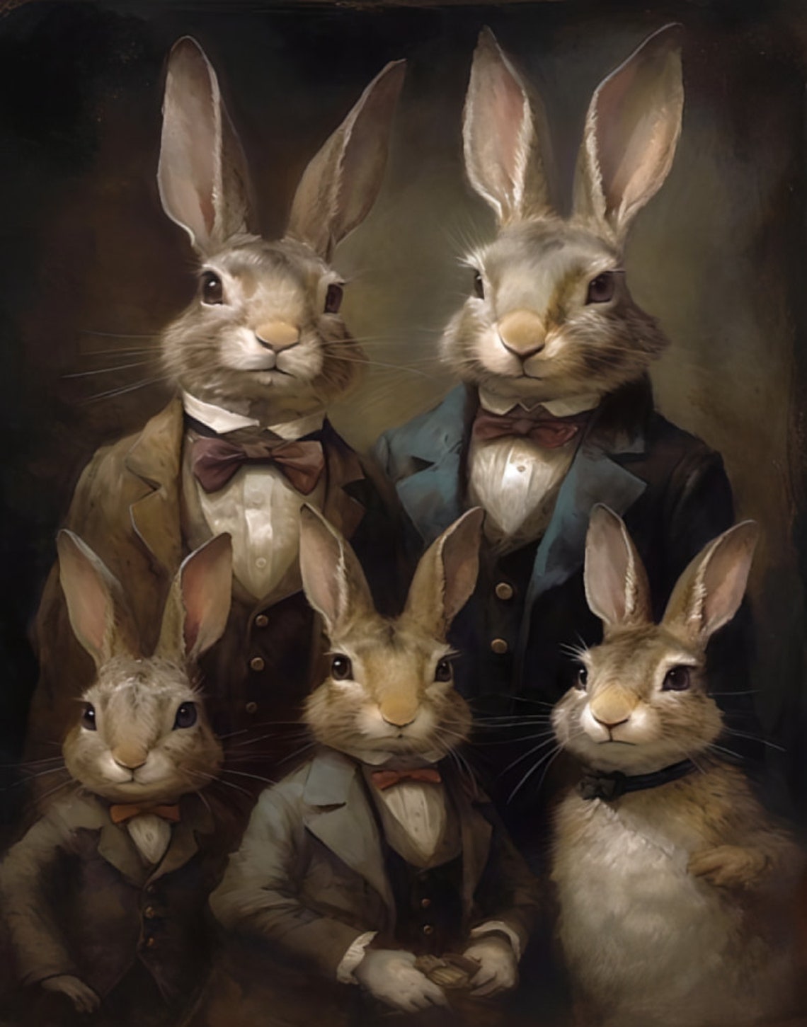 Victorian Rabbit Family Print | Living Room Decor | Vintageartrealm ...