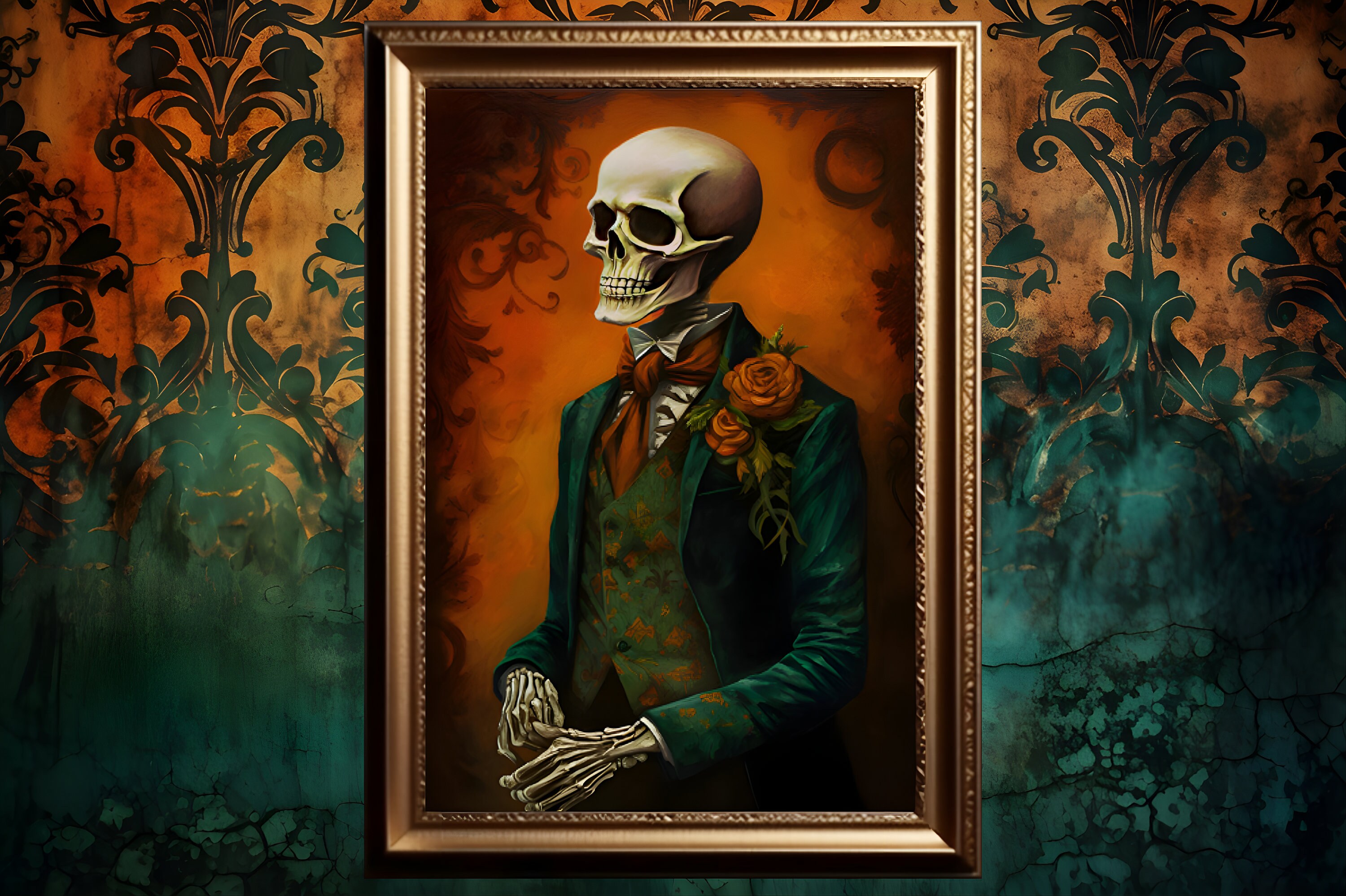 Gothic Skeleton Portrait Digital Print Victorian Dark - Etsy