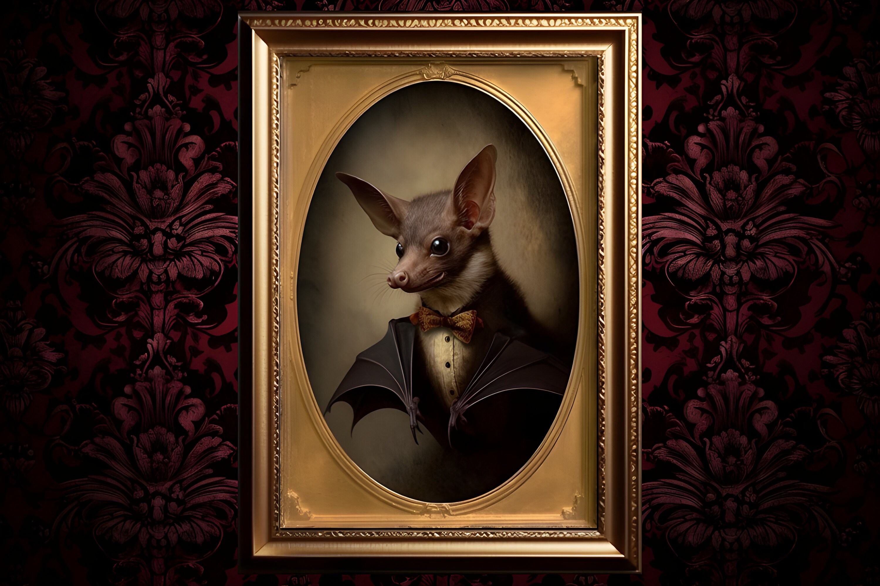 Gothic Bat Portrait Halloween Digital Print Gothic Fantasy - Etsy