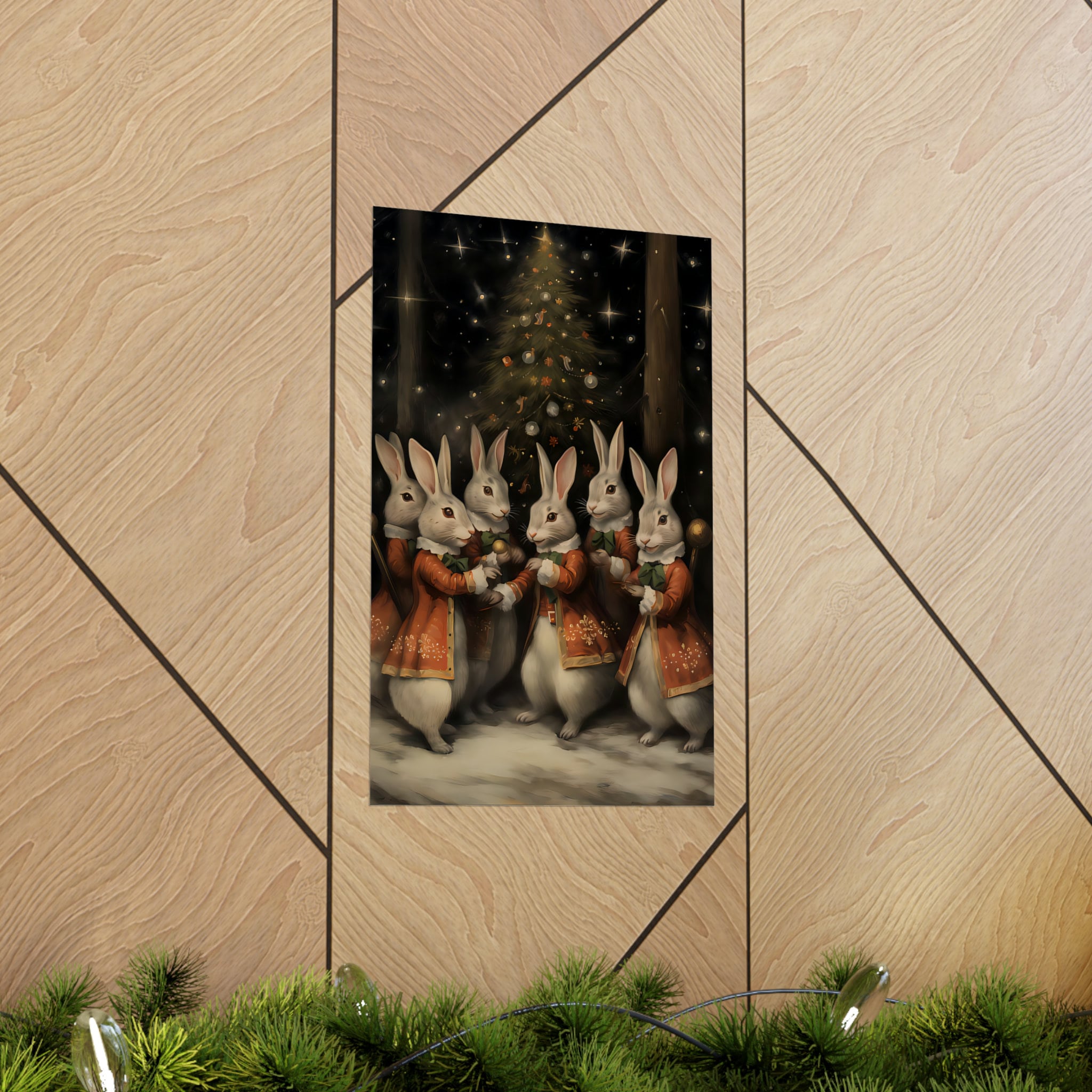 Christmas Rabbits Poster, Christmas Matte Poster, Winter Bunnies ...