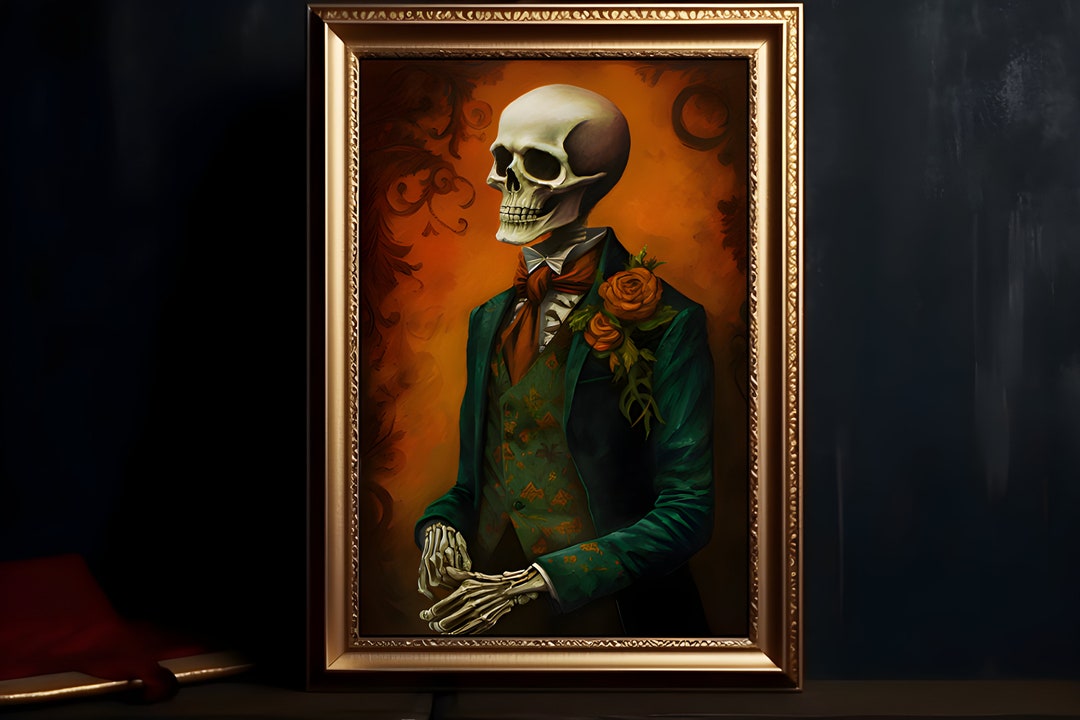 Gothic Skeleton Portrait Digital Print, Victorian, Dark Academia ...